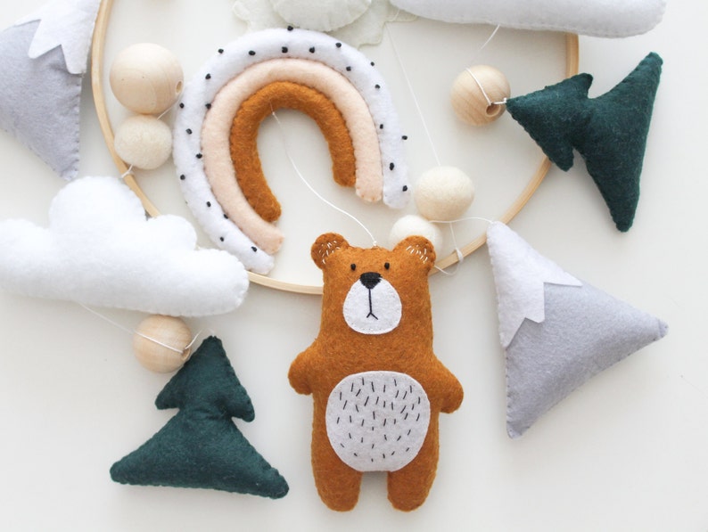 Baby Bear Mobile Boho Rainbow Mobile Baby Shower Gift Sunny - Etsy
