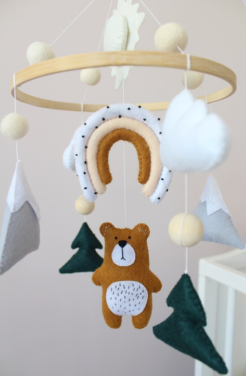 Baby Bear Mobile Boho Rainbow Mobile Baby Shower Gift Sunny - Etsy