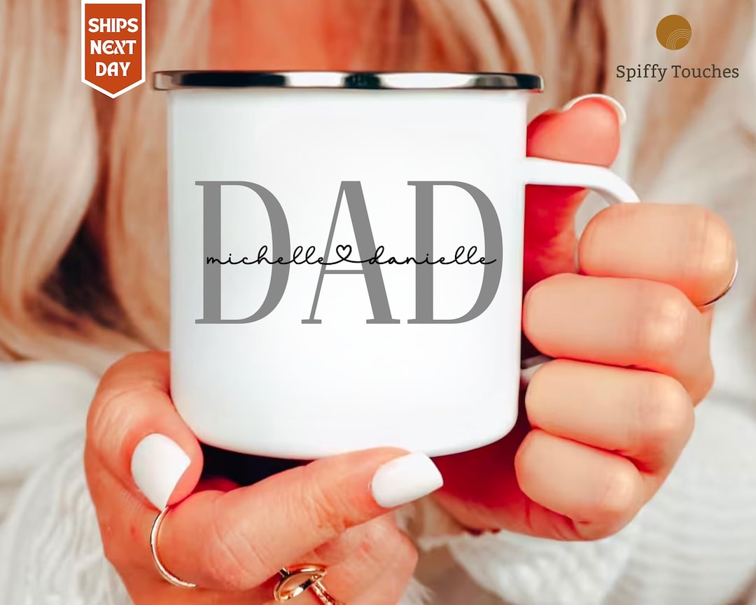 Personalized Dad Mug With Kids Name, Custom Daddy Coffee Mug, Dad Gift ...