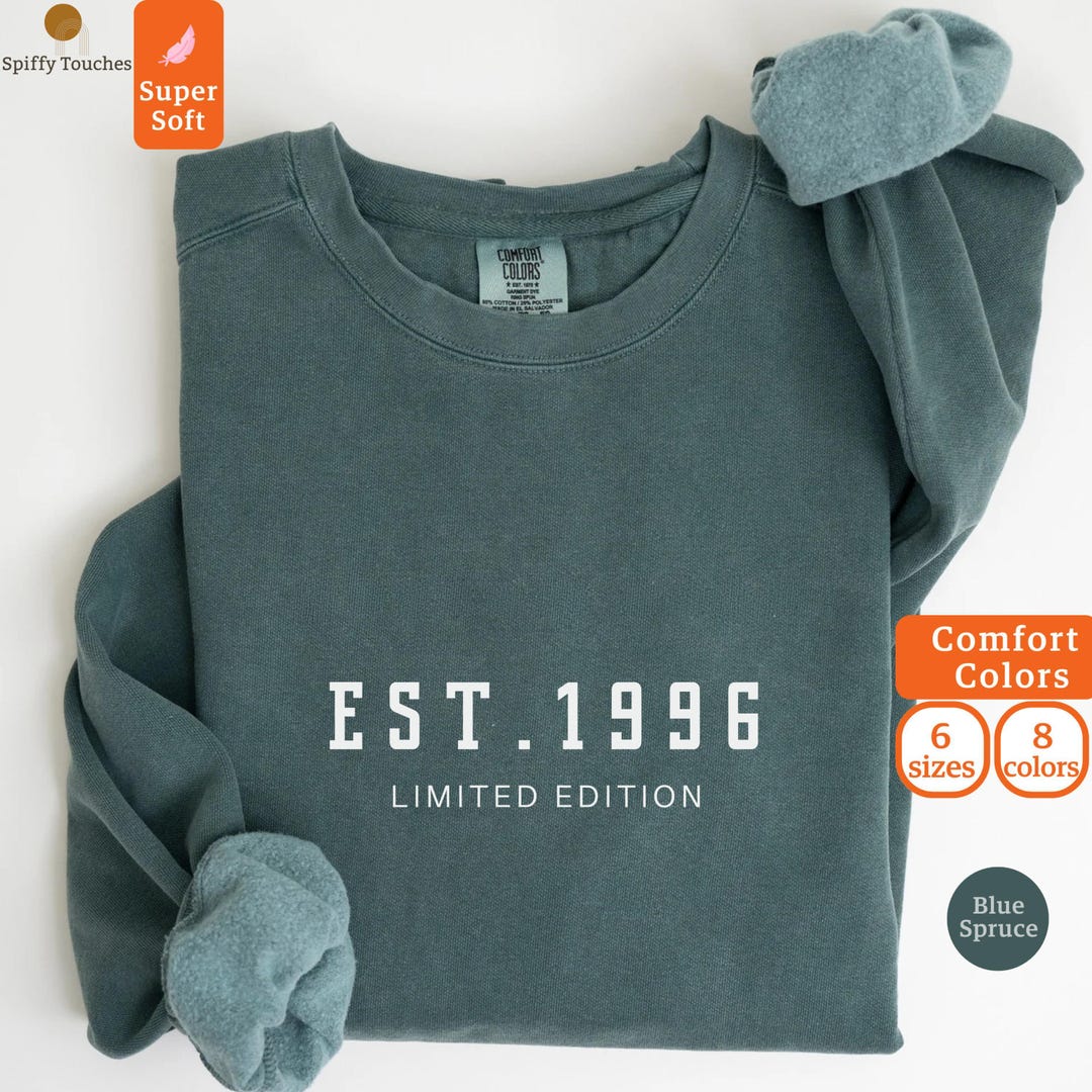 Custom Established 1996 Sweatshirt, Personalized Birthday Comfort ...