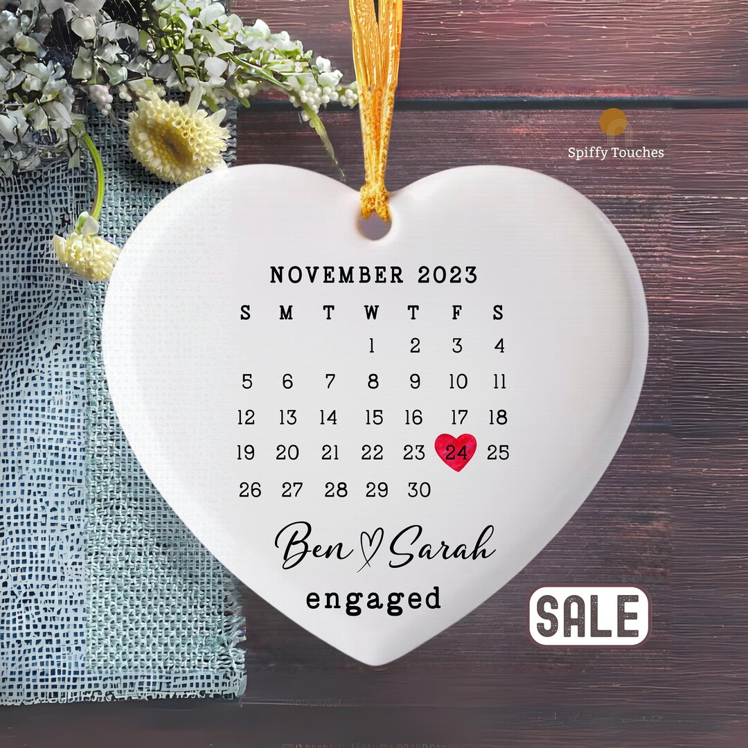 Engagement Gift, Engaged Hanging Keepsake, Personalised Engagement Date ...