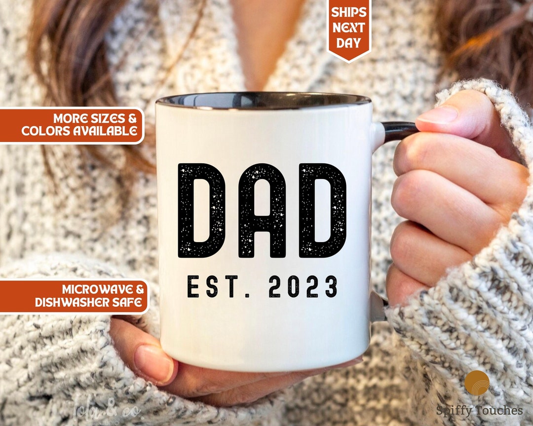 Dad Est. Mug, New Dad Grandpa Uncle Announcement Gift, Parents to Be ...