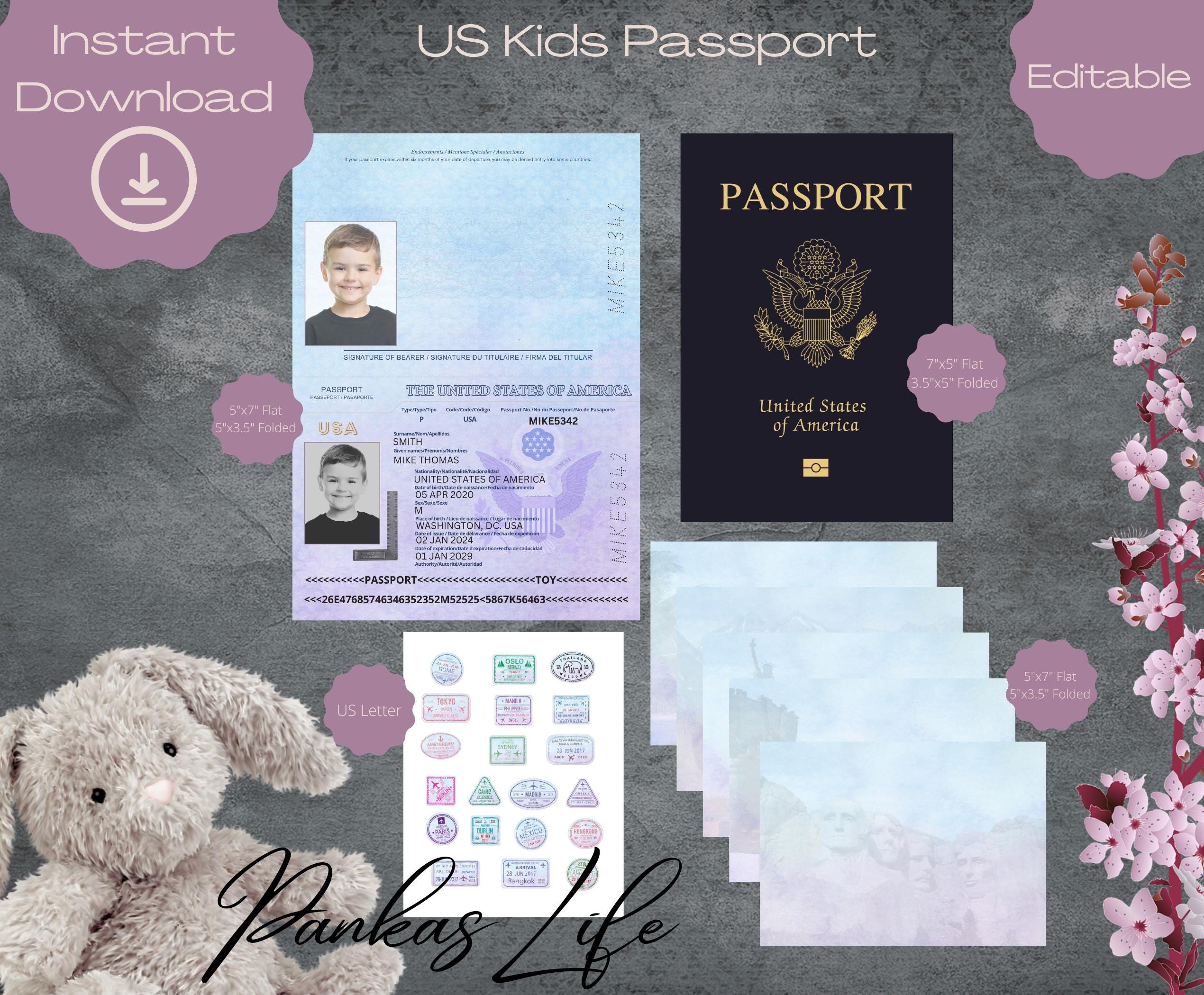 Editable Pretend Play US Kids Passport, Printable Passport Cover ...