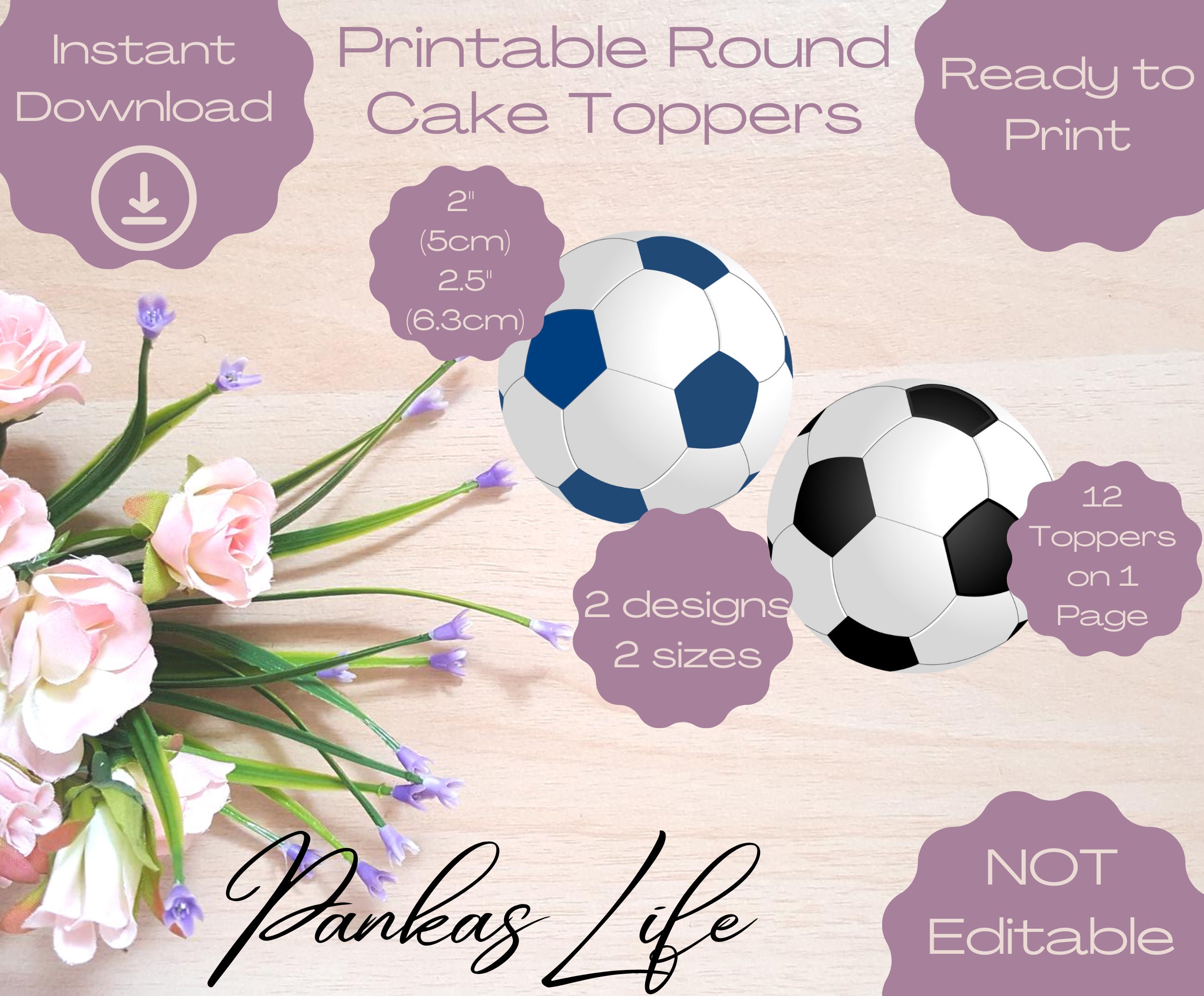 Football Soccer Cake Toppers Printable Football Party Decor Football ...