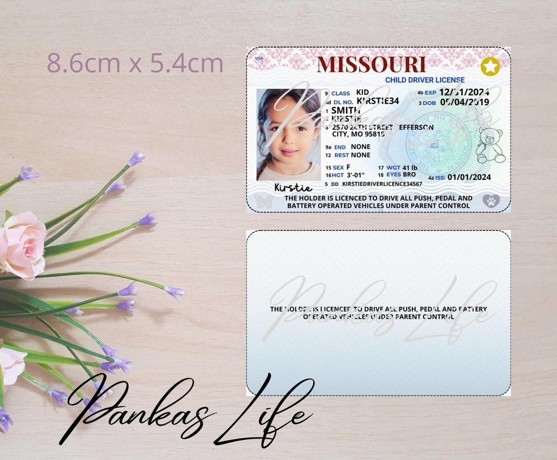 Editable Pretend Play Usa Driver License for Kids Missouri Driving ...