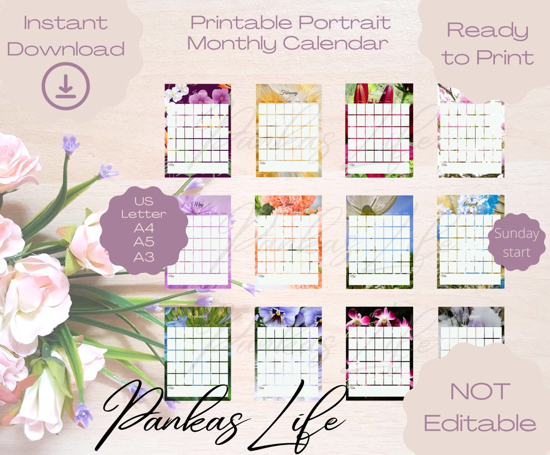 Floral Blank Calendar at Crystal Yazzie blog