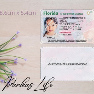 Pretend Play Usa Driver License for Kids, Florida Driving Licence ...