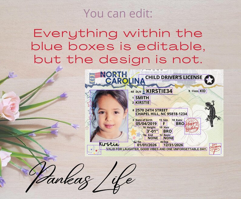 Editable Toy Driver License Sheet Cake Topper, Personalized North ...