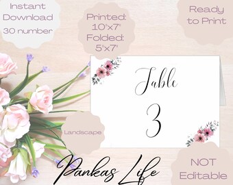 Foldable Table Number Template - Etsy