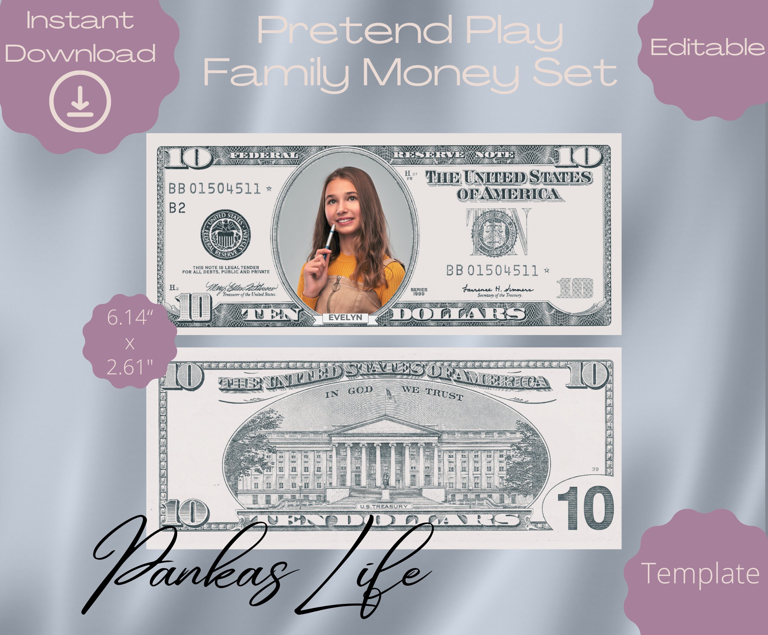 Pretend Play Money for Kids, Face on Money Template, Printable Toy ...