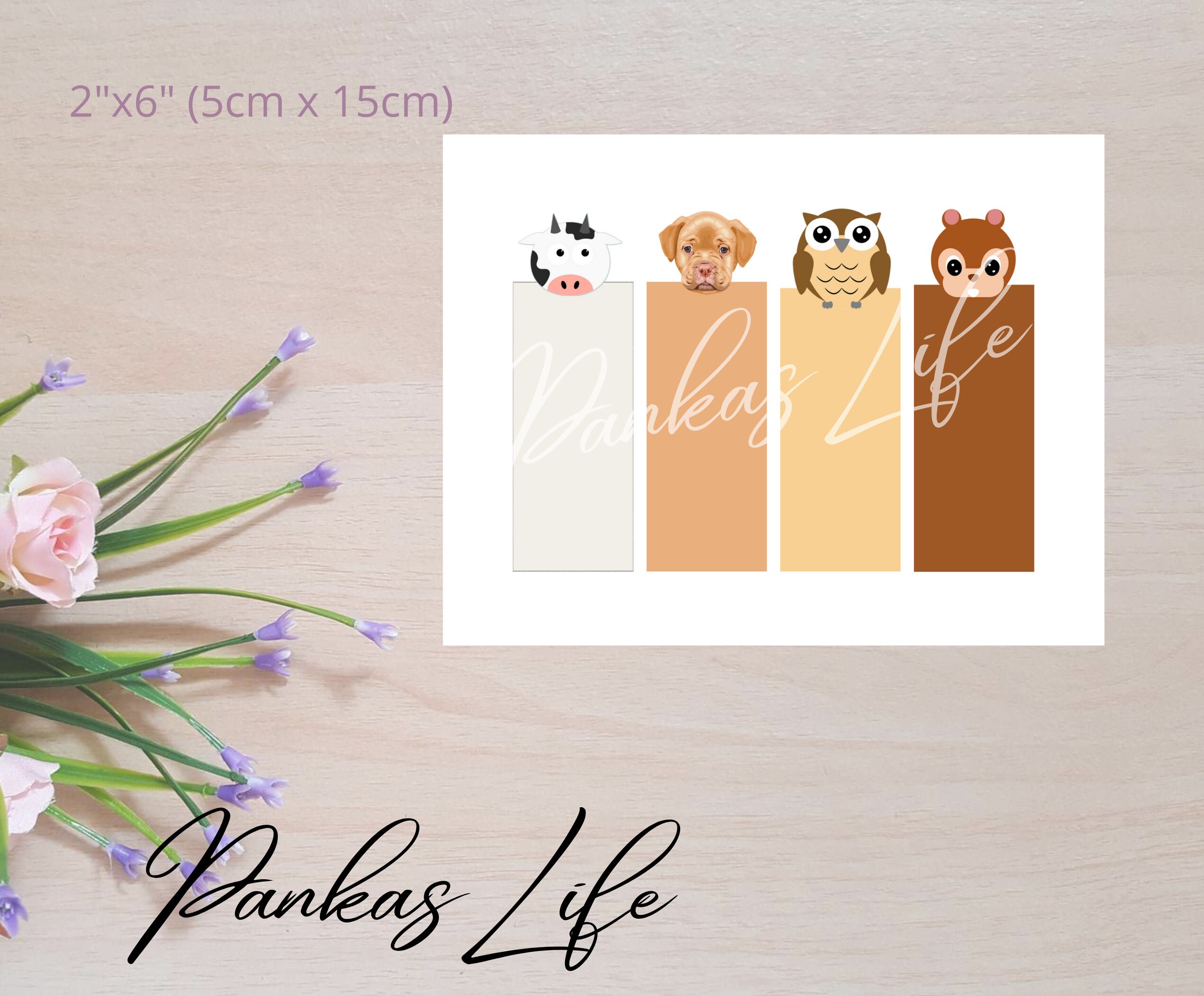 Printable Animal Bookmarks for Kids, Cartoon Animal Party Favors, Hang ...