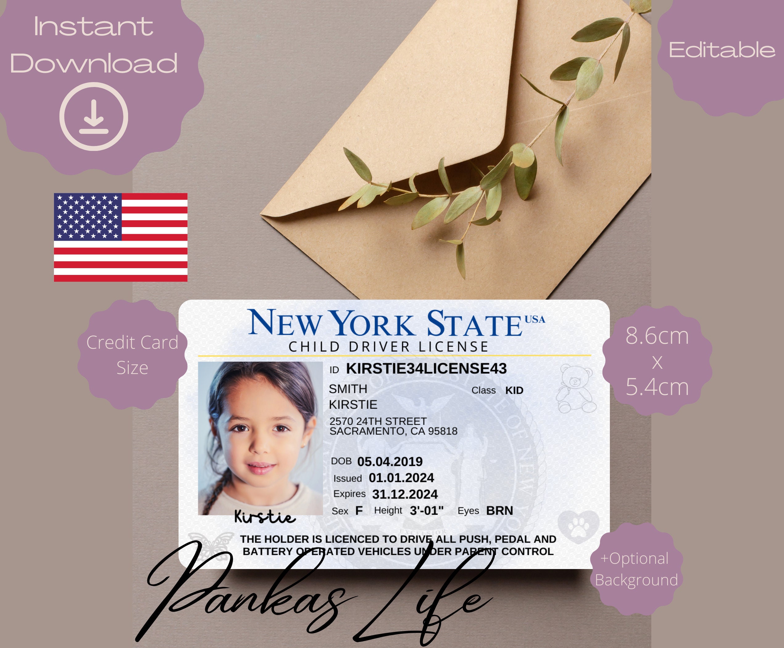 Pretend Play Usa Driver License for Kids, New York State Driving ...
