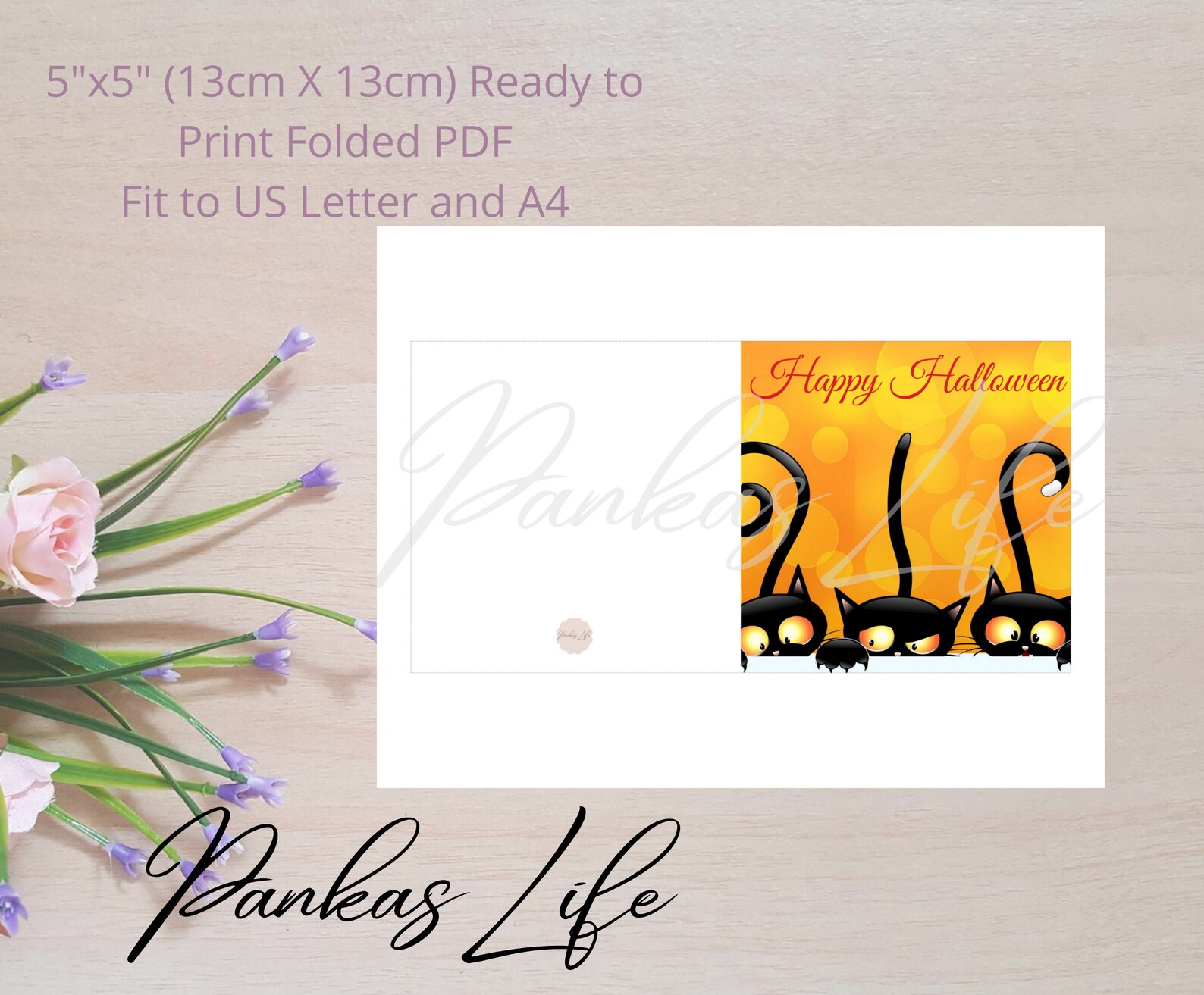 Halloween Printable Greeting Card, Halloween Ephemera, Square Halloween ...