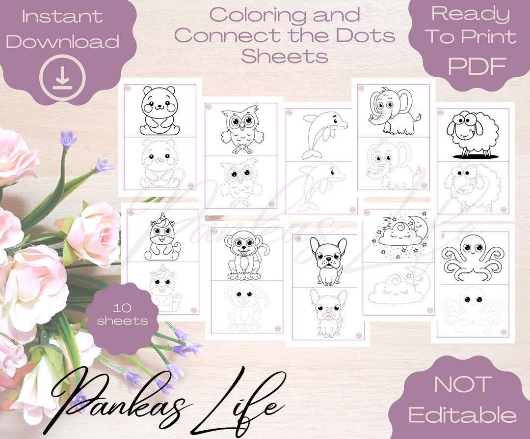 Printable Coloring and Connect the Dots Sheets for Kids Practice ...