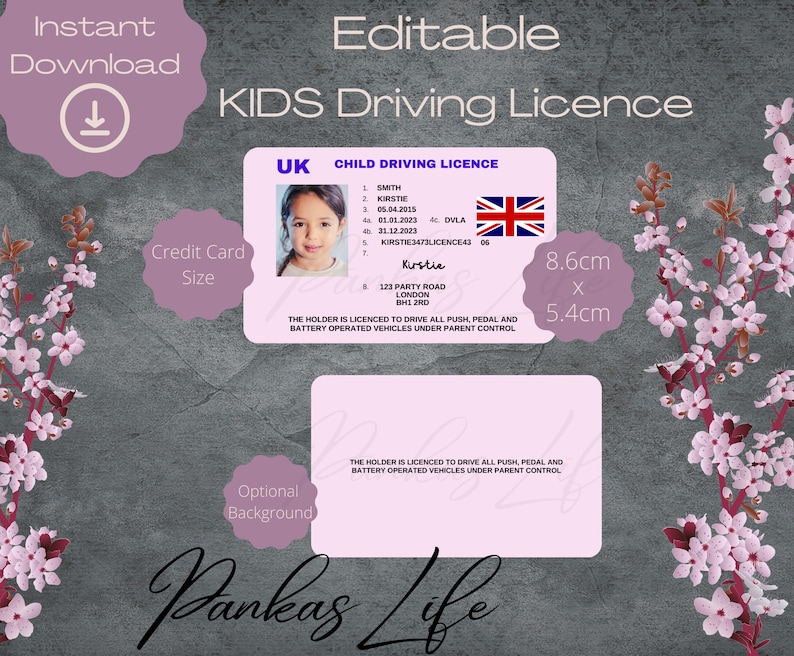 Fake ID Pretend Play UK Driver Licence for Kids Driving - Etsy