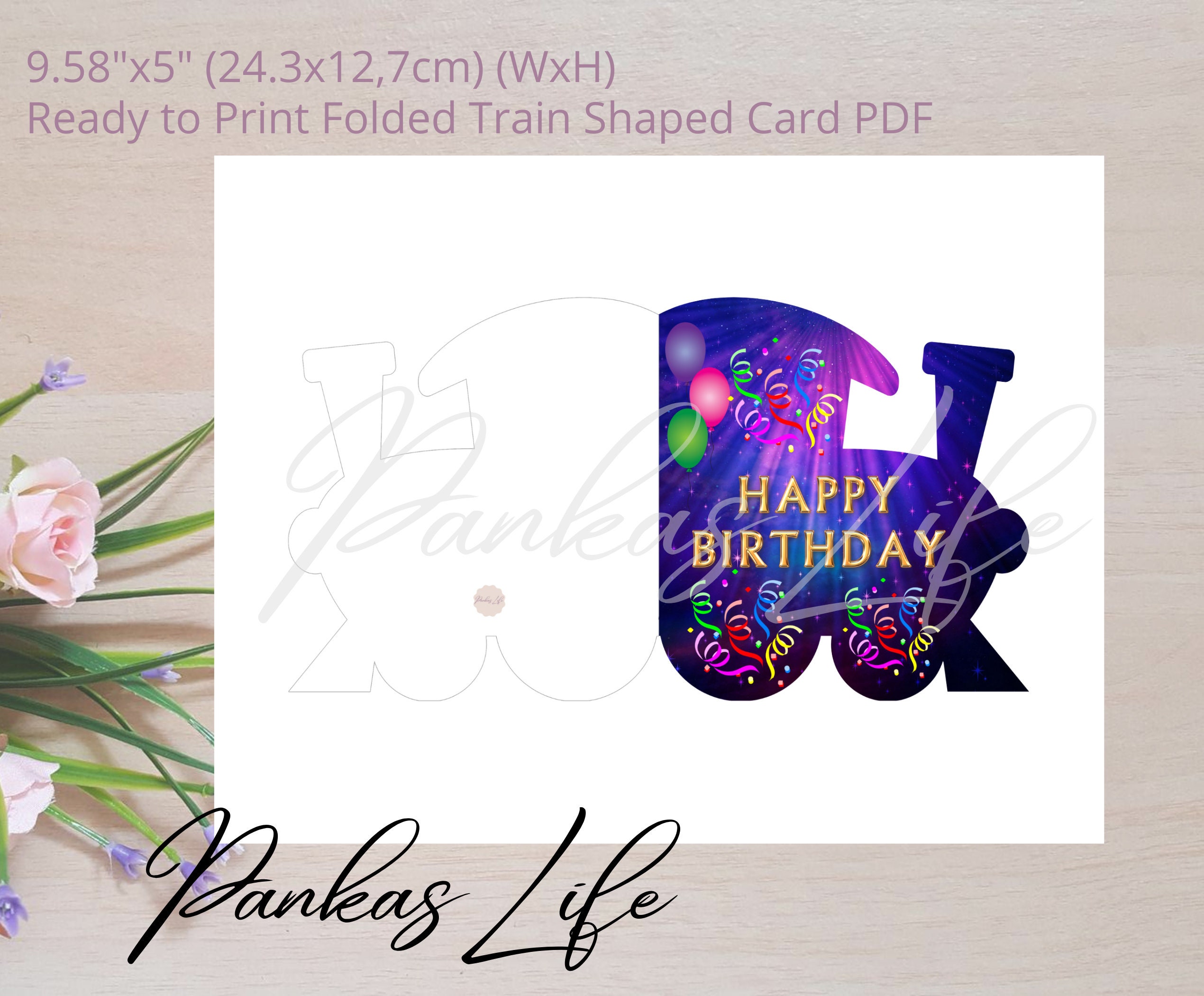 Train Birthday Card, Printable Nephew Birthday Card, Fourth Birthday ...