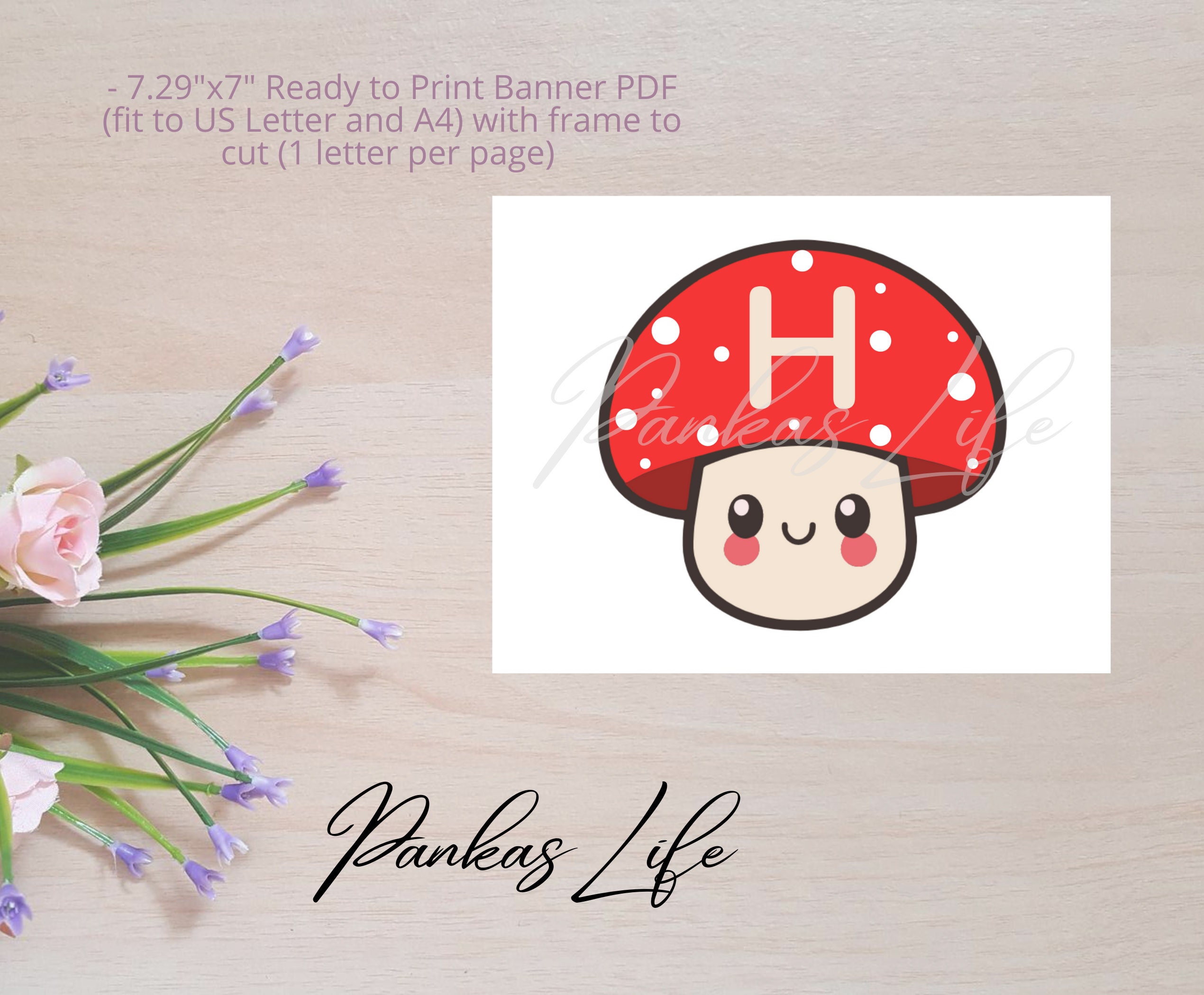 Mushroom Happy Birthday Banner, Printable Mushroom Birthday Decorations ...