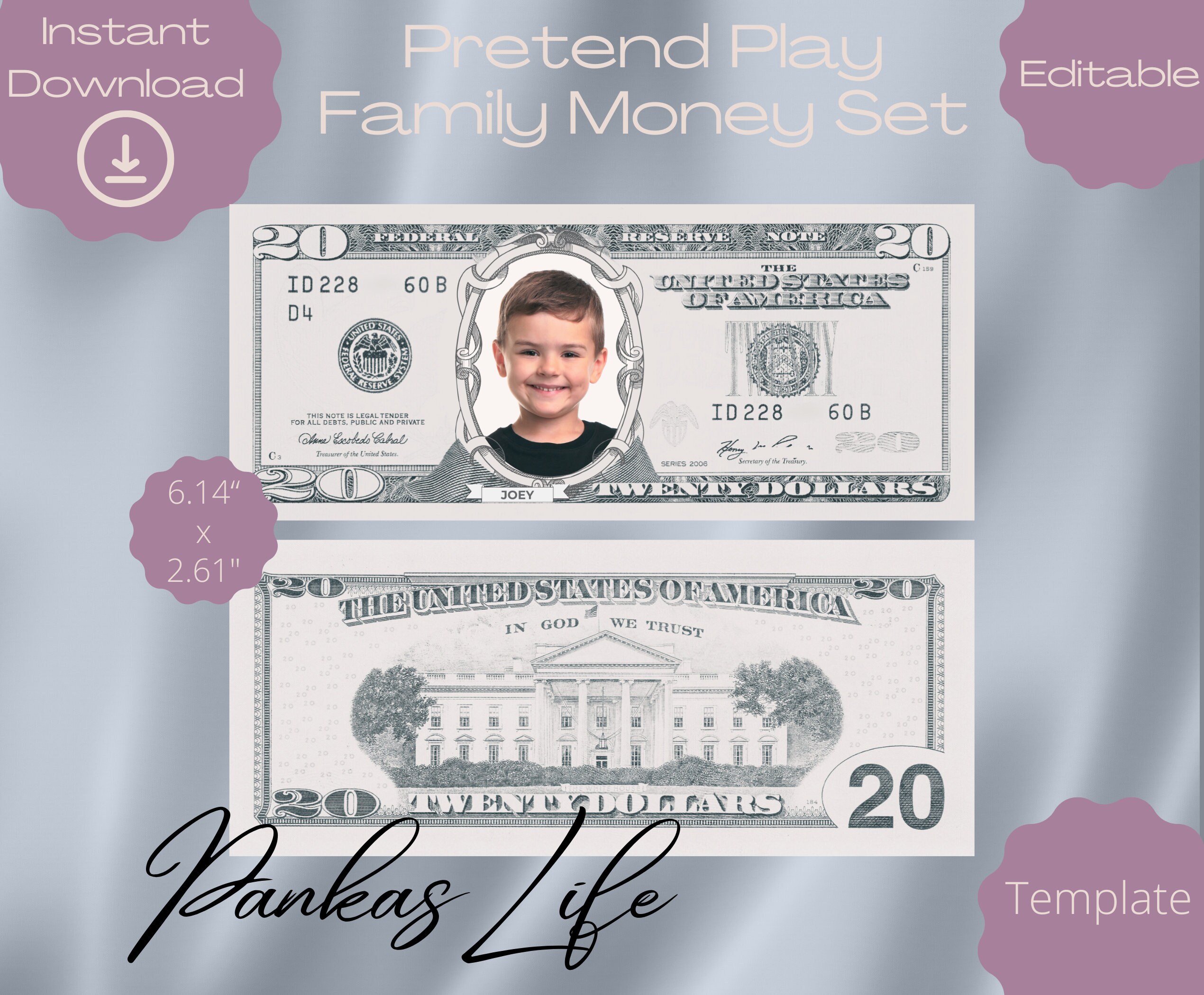 Pretend Play Money for Kids, Face on Money Template, Printable Toy ...