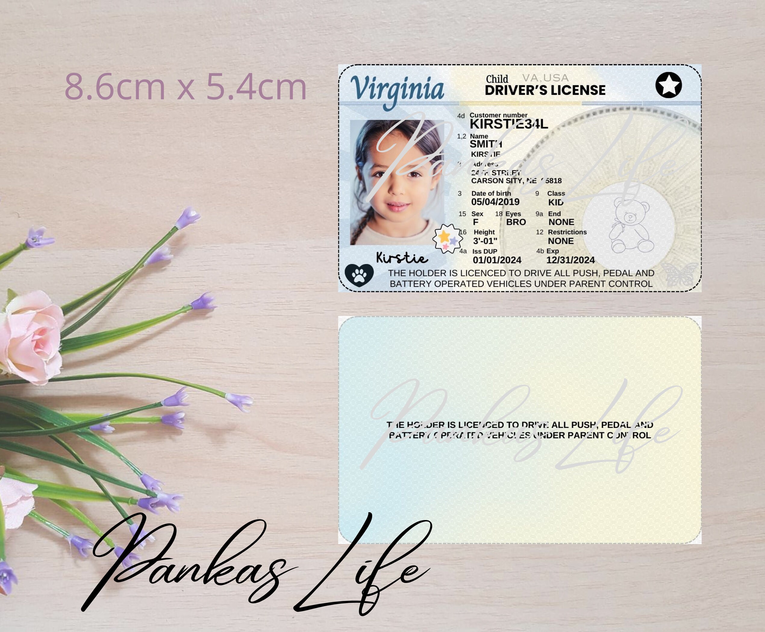 Editable Pretend Play Usa Driver License for Kids Virginia Driving ...