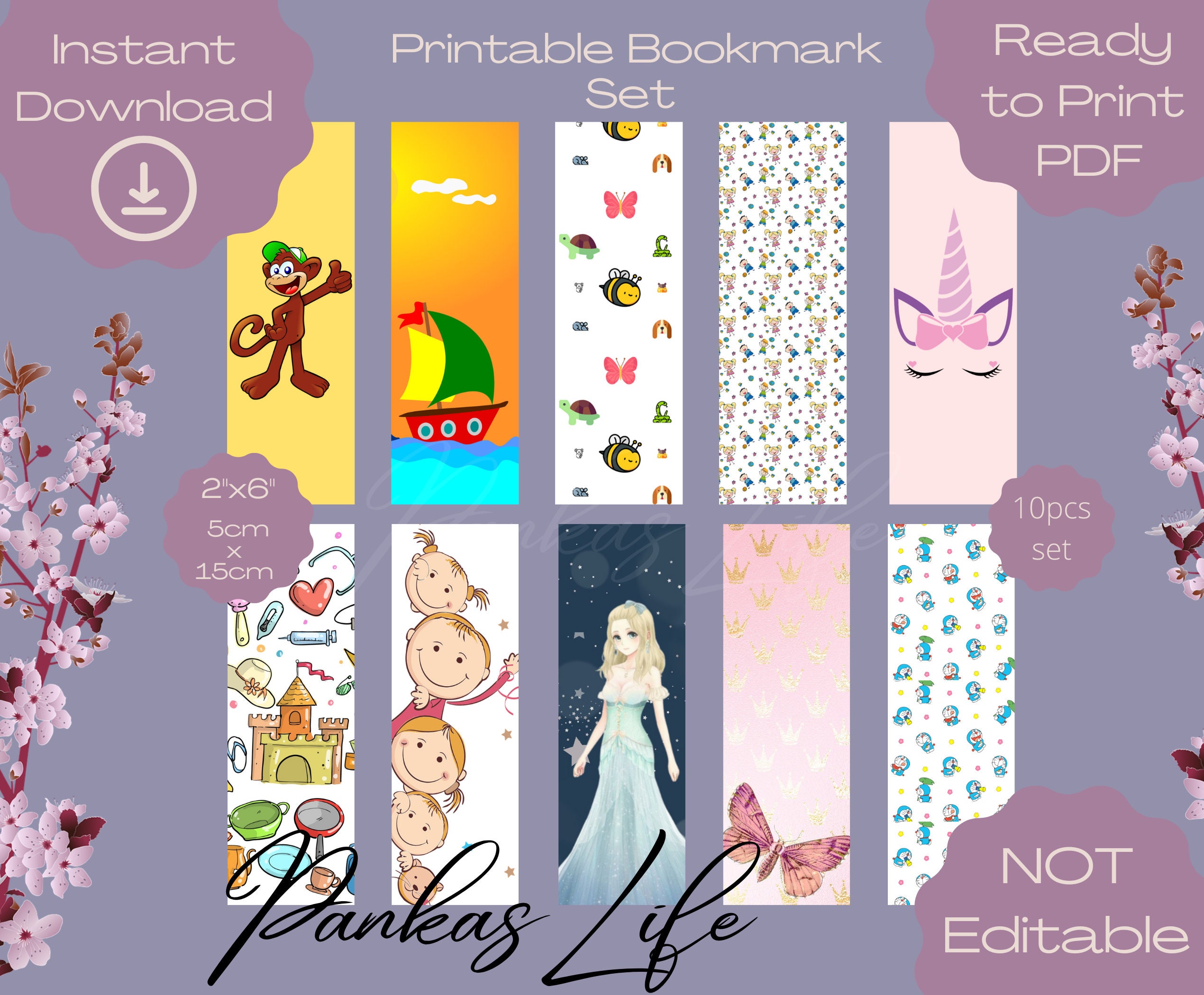 Kids Printable Bookmark Set Cute Page Markers Book Lover - Etsy
