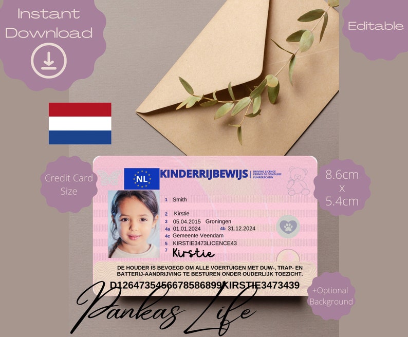 Dutch Driving Licence for Kids, Pretend Play Driver Licence Template ...
