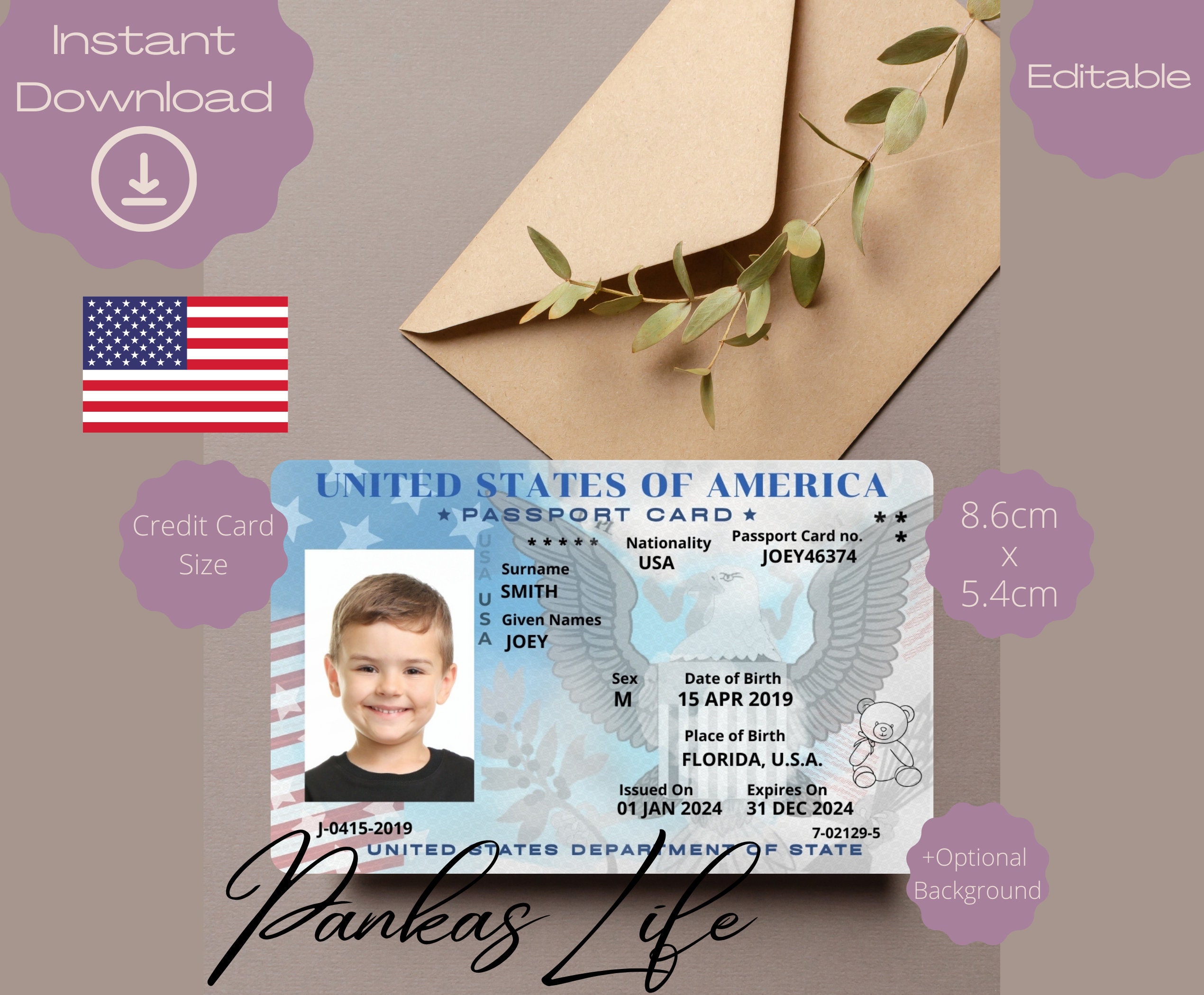 Pretend Play Passport Card for Kids, Editable Toddler Imaginative Play ...