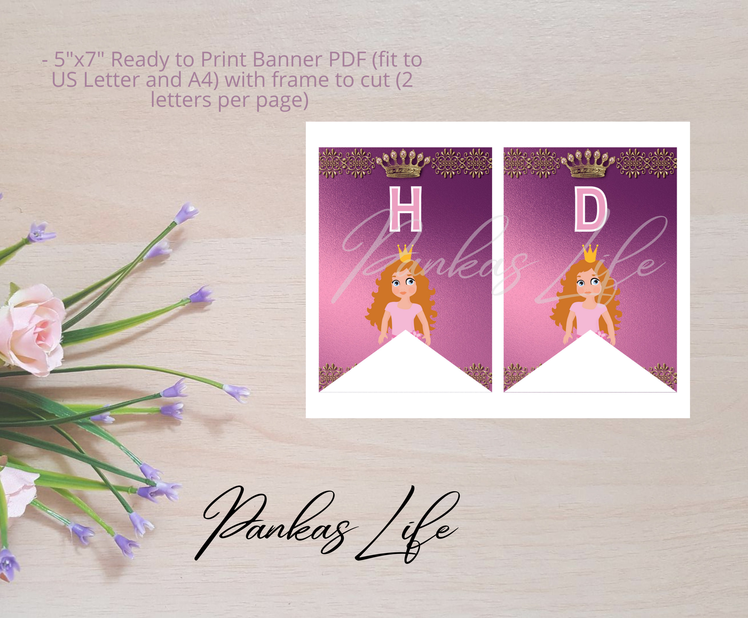 Princess Happy Birthday Banner, Printable Princess Birthday Decorations ...