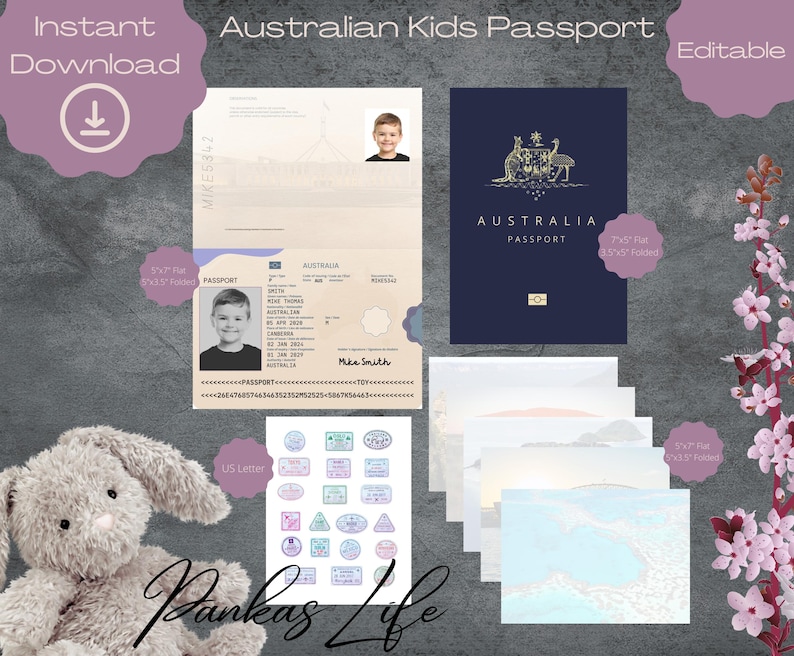 Editable Pretend Play Australian Kids Passport, Printable Passport ...