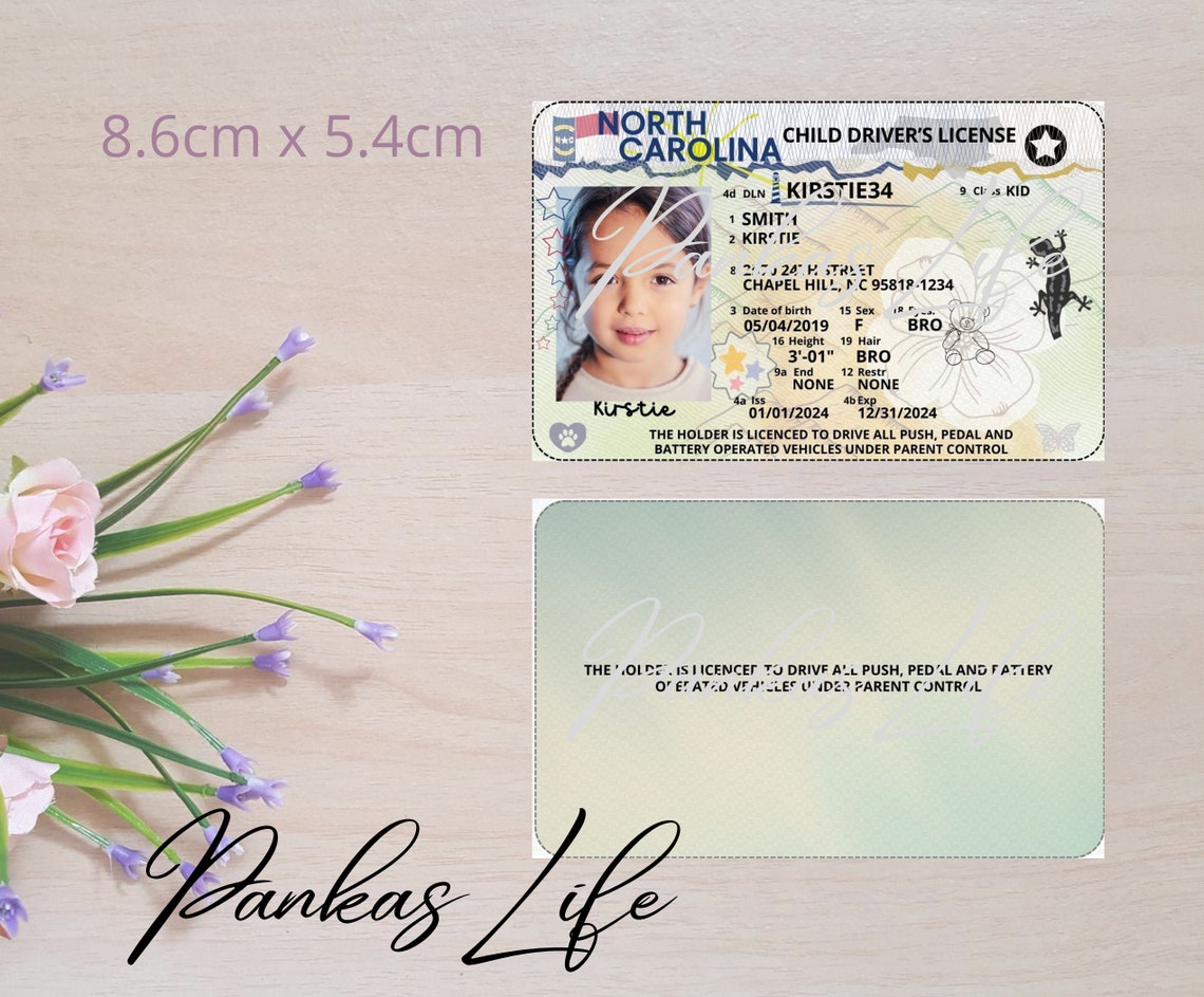 Editable Pretend Play Usa Driver License for Kids North Carolina ...