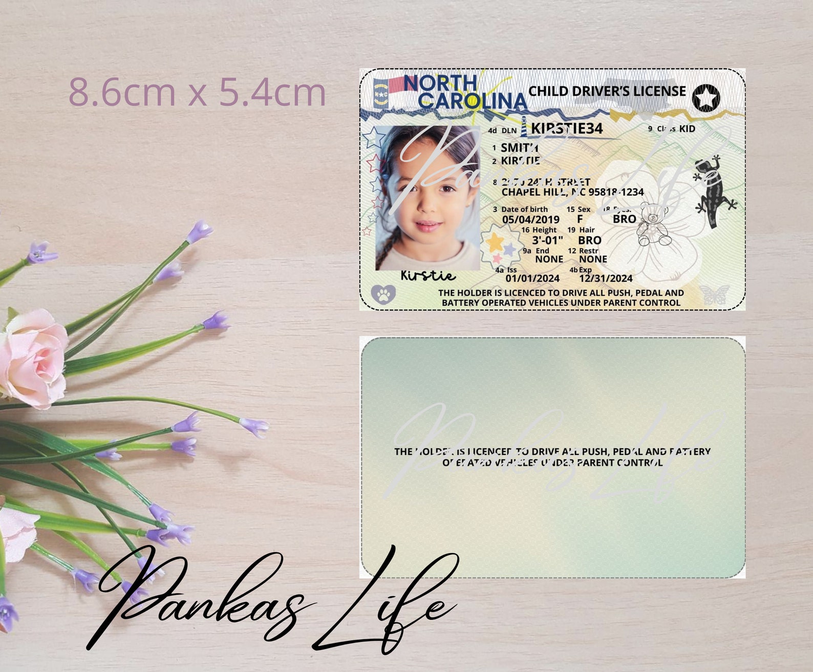 Editable Pretend Play Usa Driver License for Kids North Carolina ...
