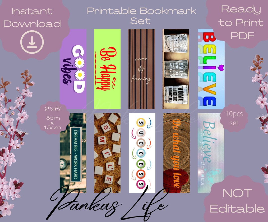Printable Motivational Bookmark Set, Inspirational Quotes for Book ...