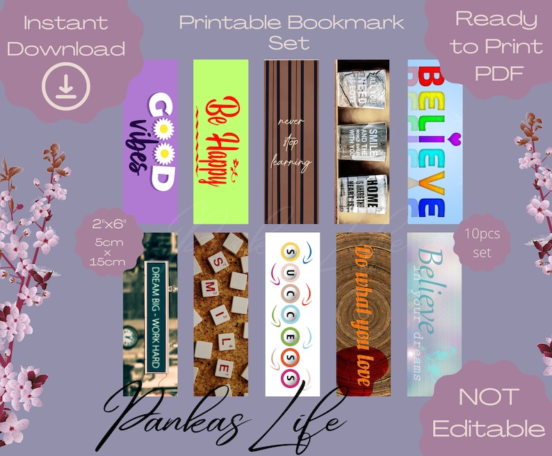 Printable Motivational Bookmark Set, Inspirational Quotes for Book ...