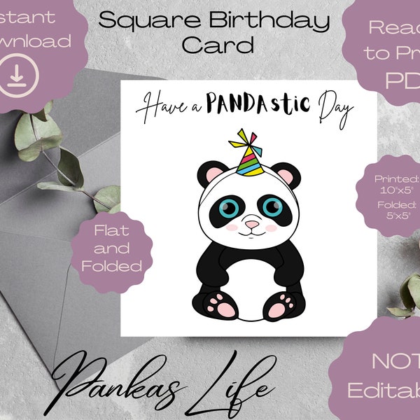 Printable Panda Birthday Card for Her - Etsy