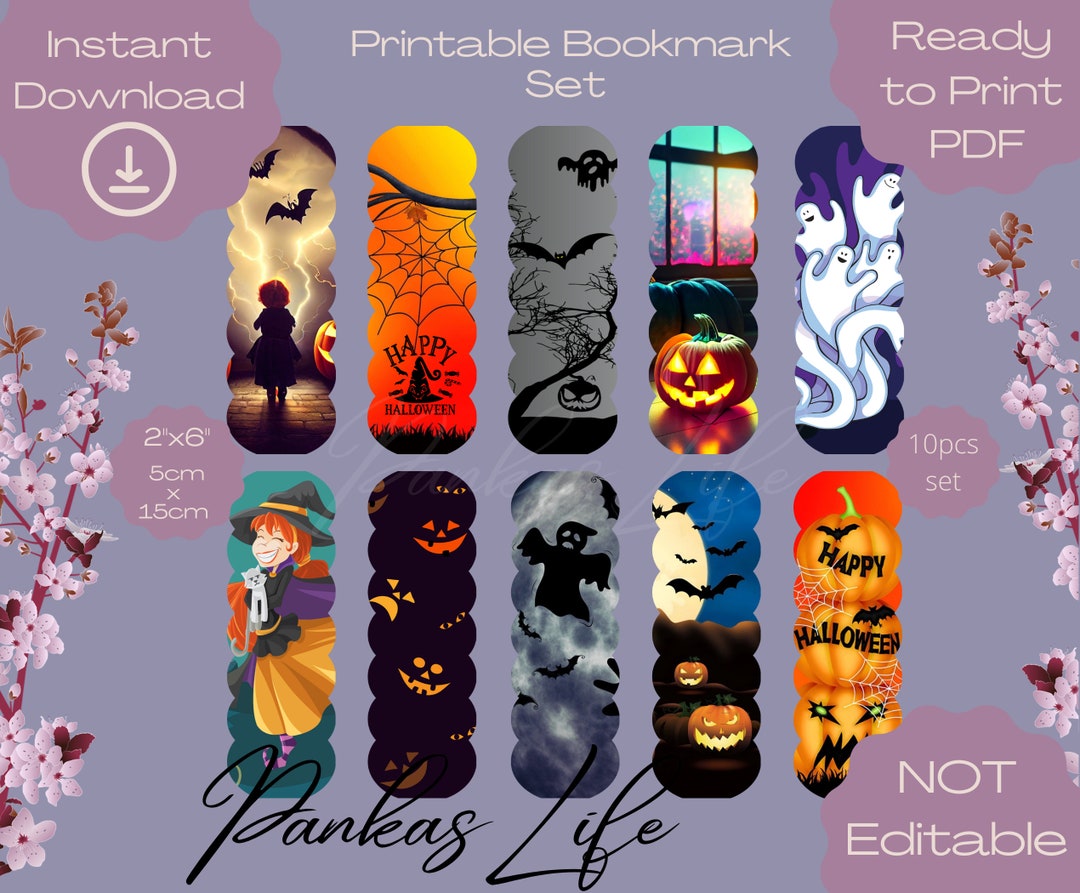 Printable Halloween Bookmark Set, Spooky Bookmark for Kids, Cute Ghost ...
