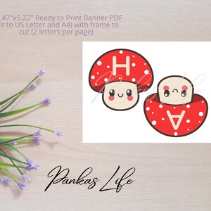 Mushroom Happy Birthday Banner, Printable Mushroom Birthday Decorations ...