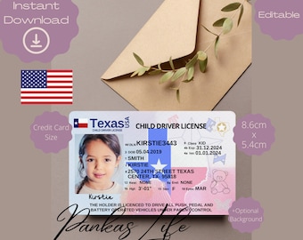 Editable Pretend Play Usa Driver License for Kids, California Driving ...