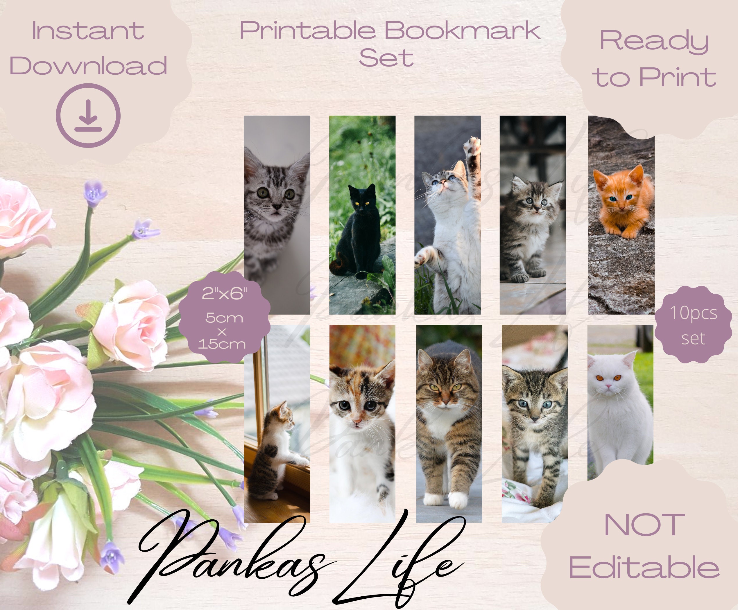 Printable Cat Bookmarks Party Favor Gift for Cat Lover - Etsy