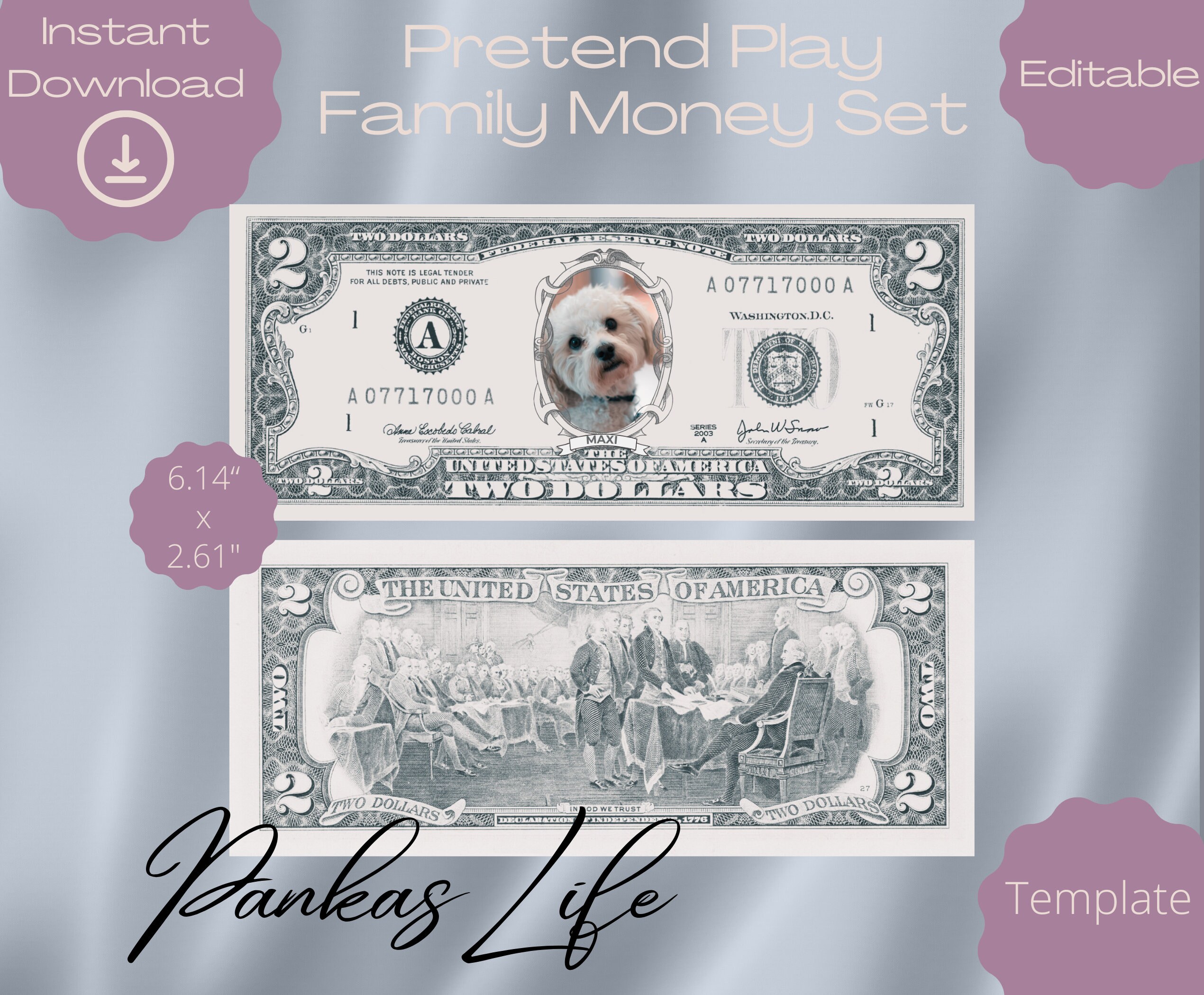 Pretend Play Money for Kids, Face on Money Template, Printable Toy ...