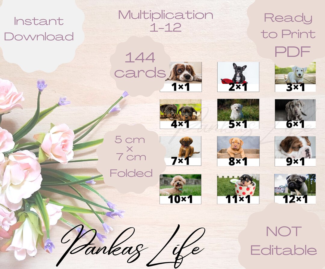 Printable Puppy Multiplication Flashcards, Fun Math Practice for Kids ...