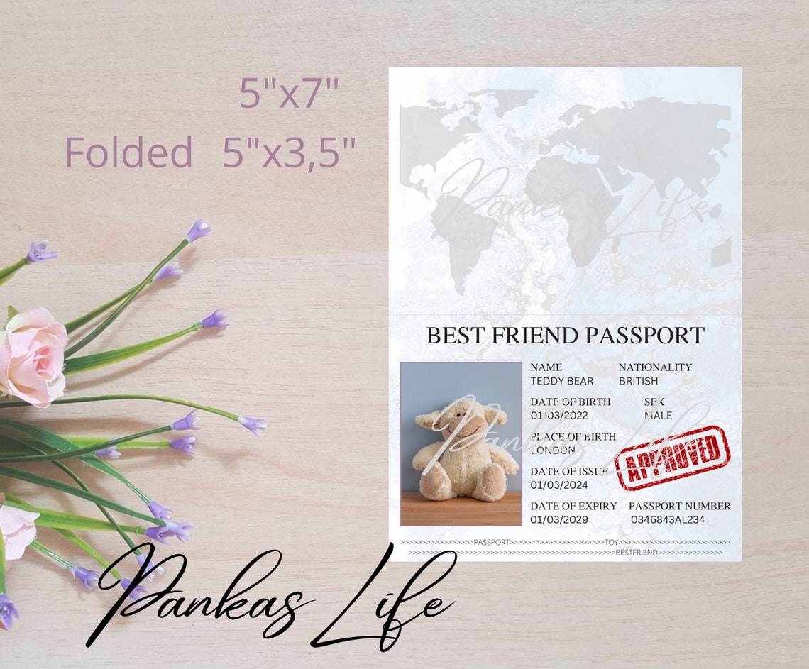 Teddy Bear Passport Travel Accesories Editable Pretend Play for Kids ...