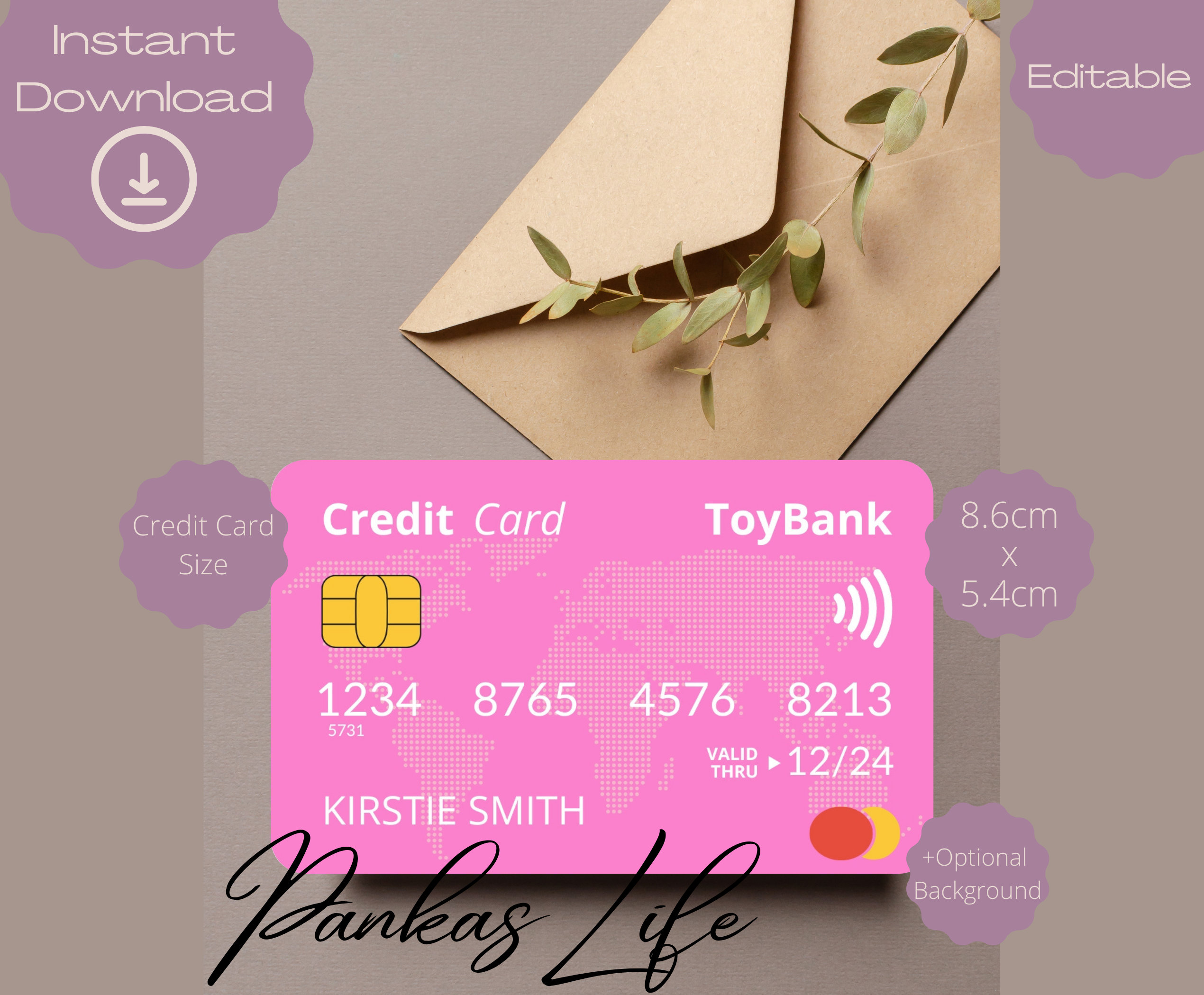 Editable Pretend Play Credit Card for Kids Play Money Toddler Toys, DIY ...