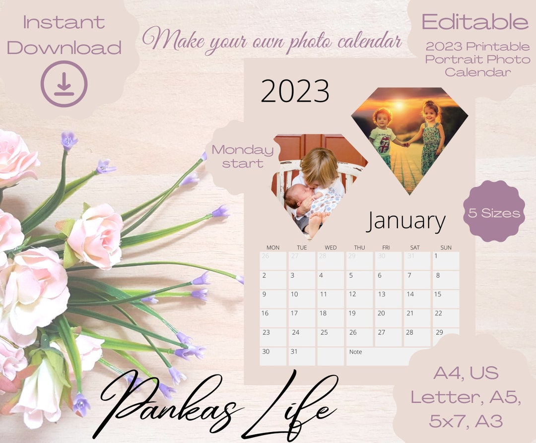2023 Calendar Monthly Wall Calendar 2023 Printable Digital - Etsy