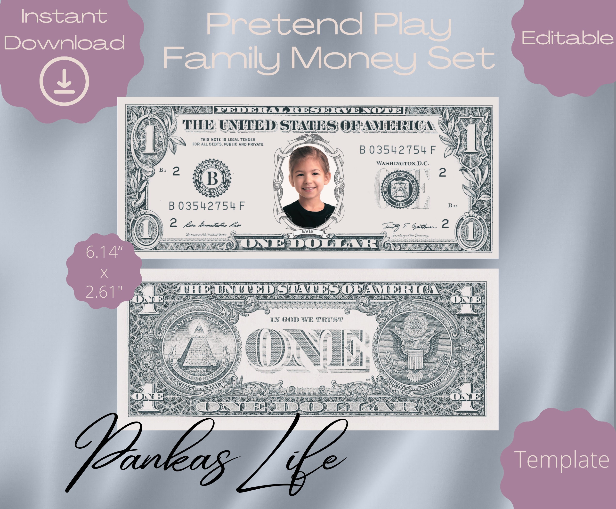 Pretend Play Money for Kids, Face on Money Template, Printable Toy ...