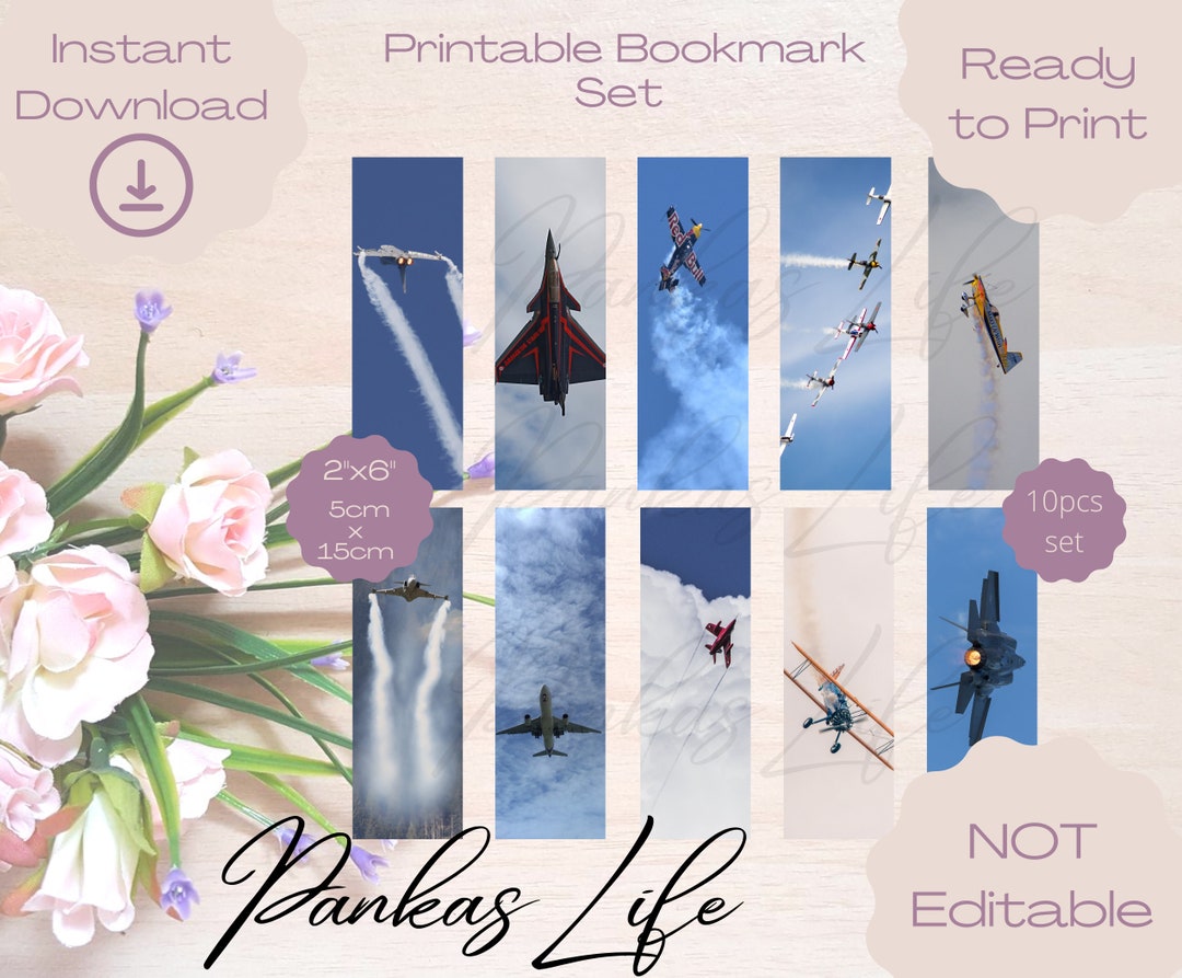 Airplane Bookmark Printable Gifts for Flying Lovers Bookmark - Etsy