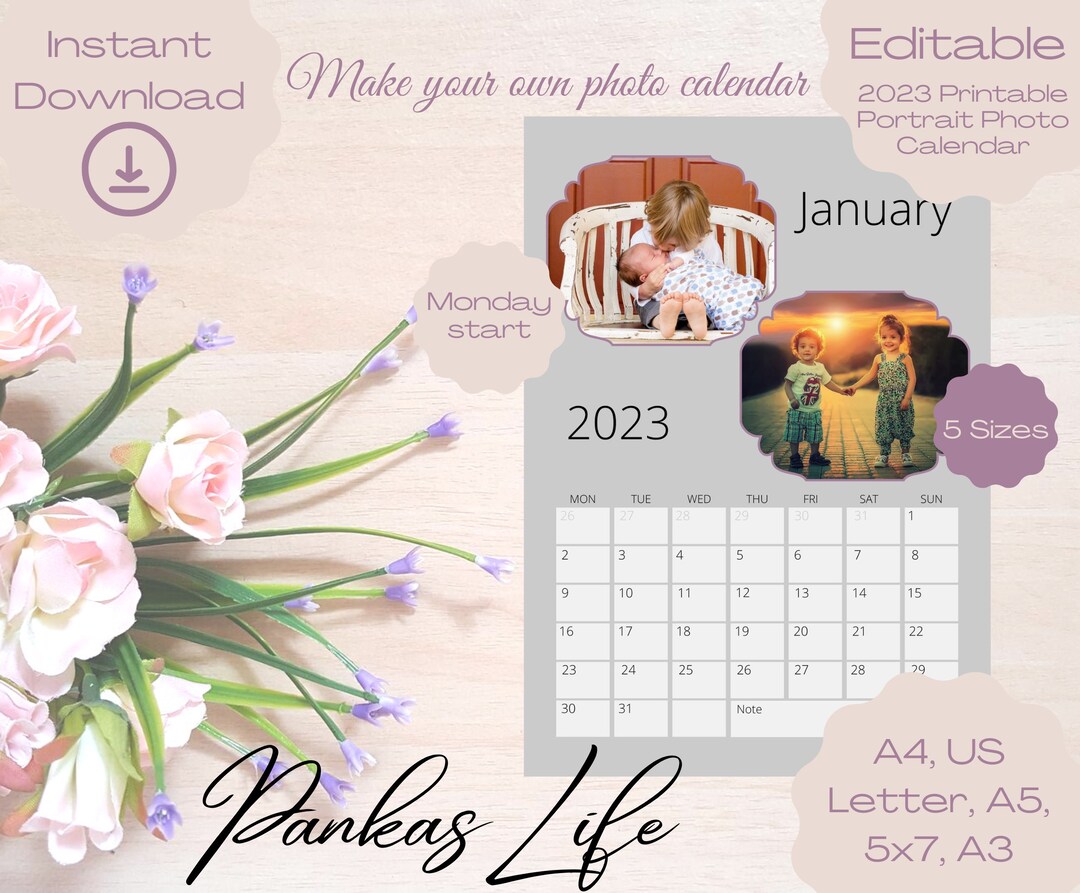 2023 Calendar Monthly Wall Calendar 2023 Printable Digital - Etsy