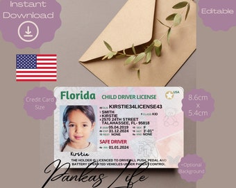 Editable Pretend Play Usa Driver License for Kids, California Driving ...