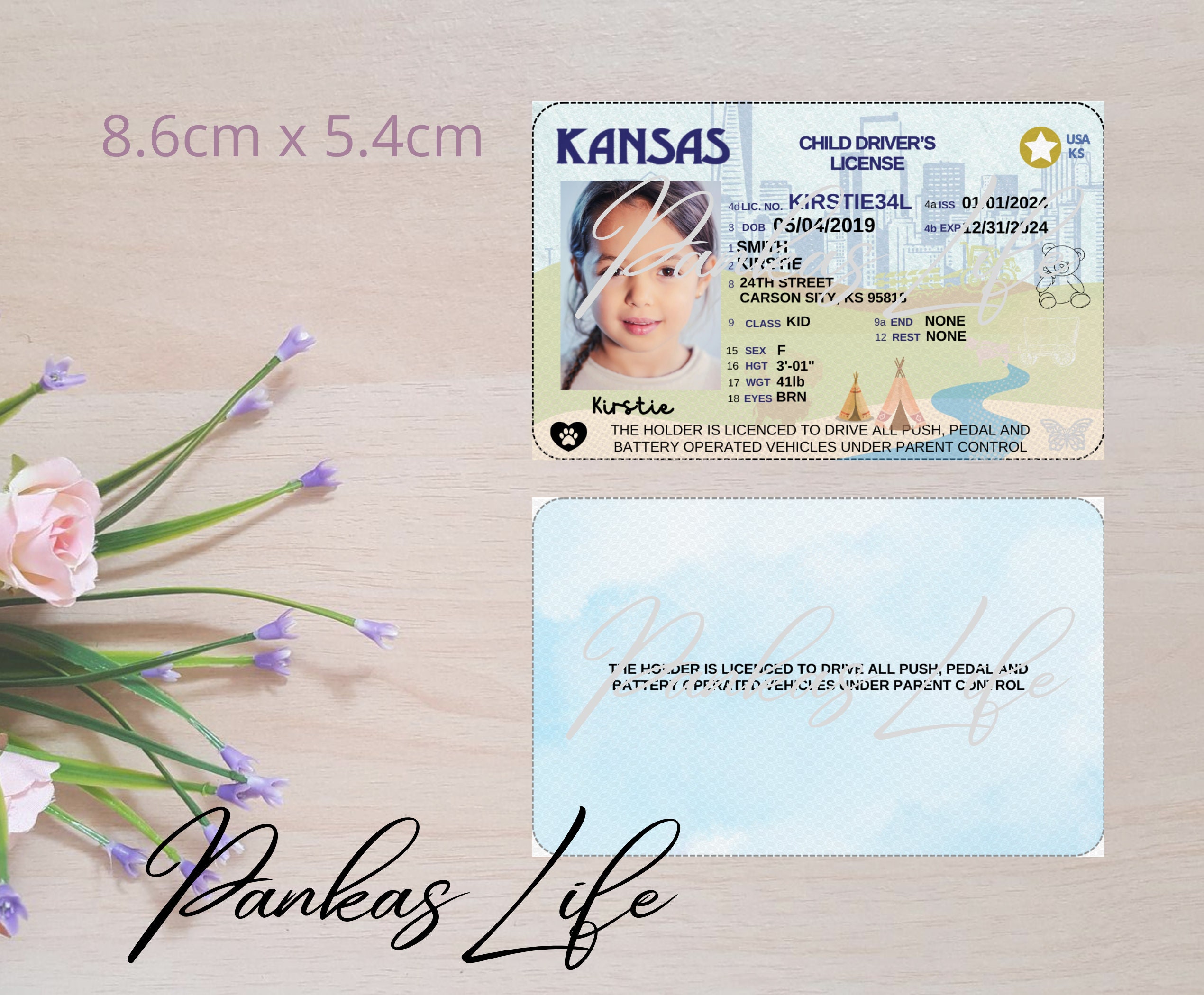 Pretend Play Usa Driver License for Kids, Kansas Driving Licence ...