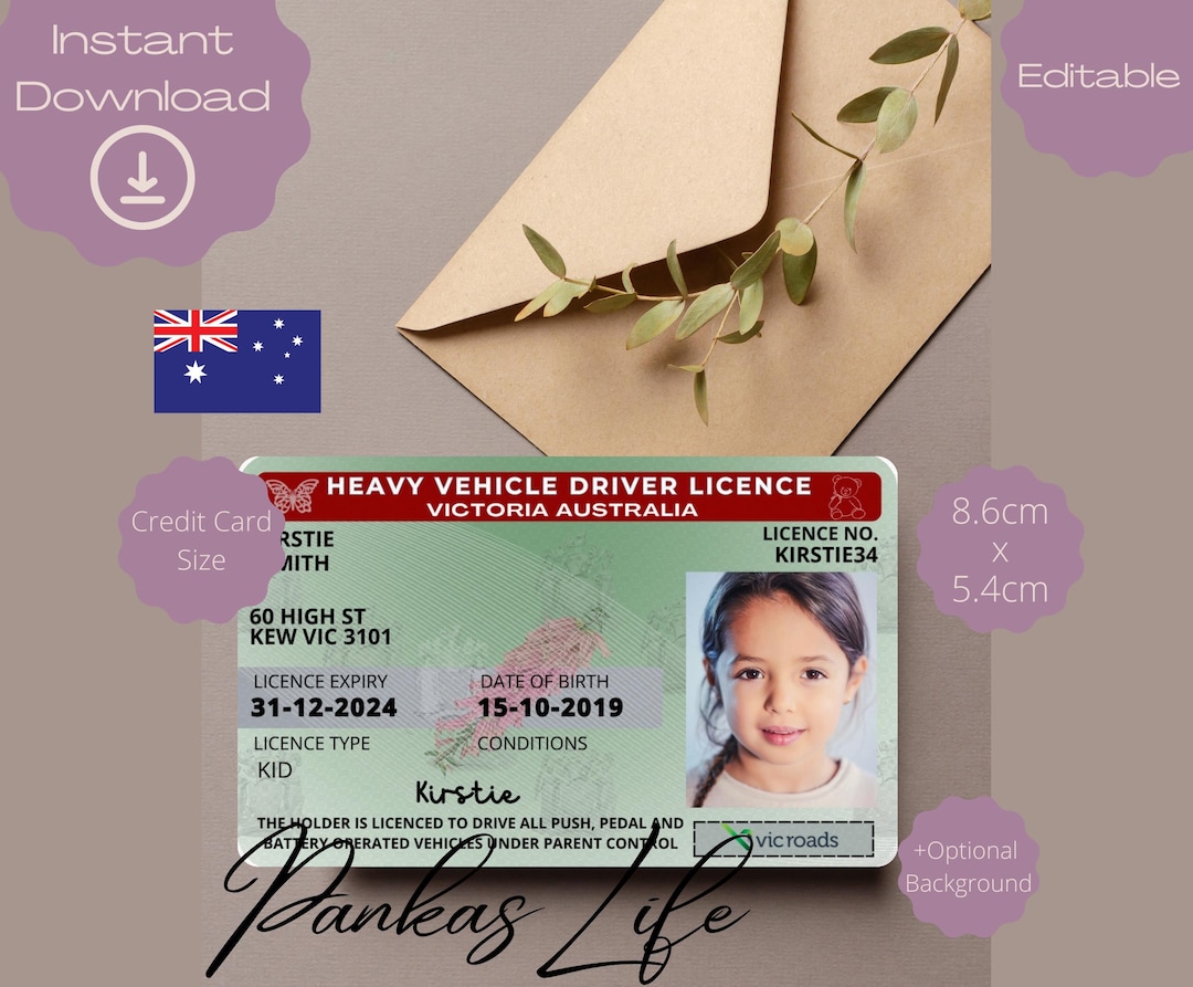 Pretend Play Australia Driver License for Kids, Victoria Heavy Driving ...