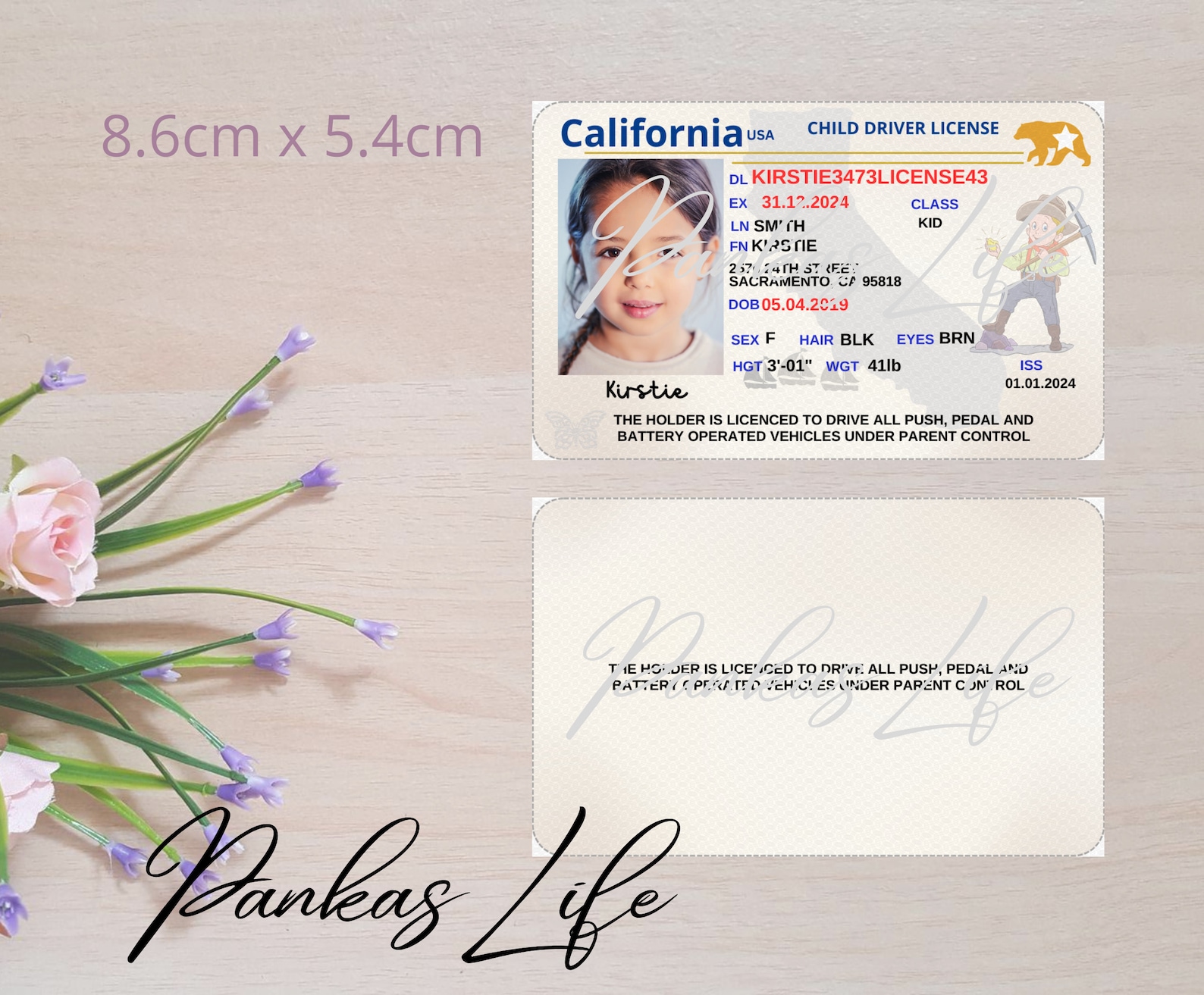 Editable Pretend Play Usa Driver License for Kids, California Driving ...