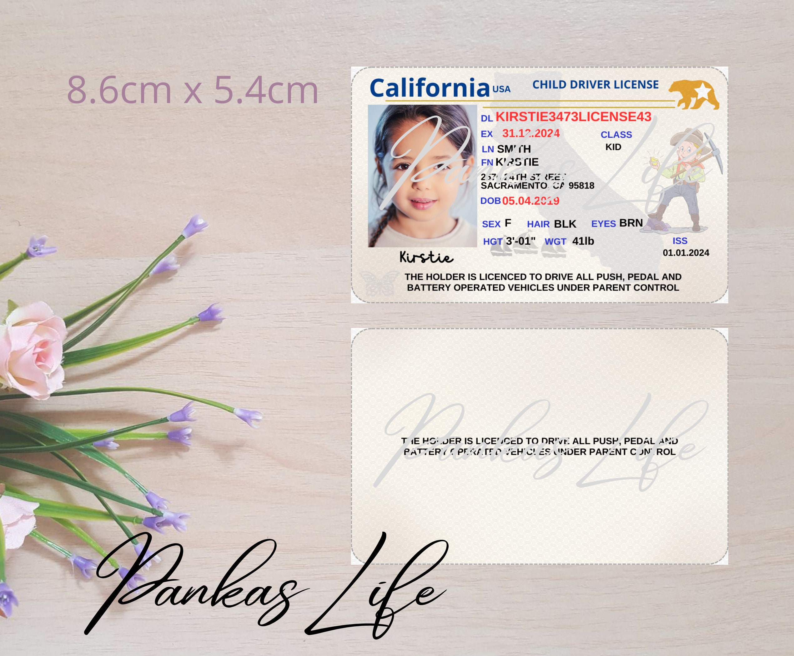 Editable Pretend Play Usa Driver License for Kids, California Driving ...